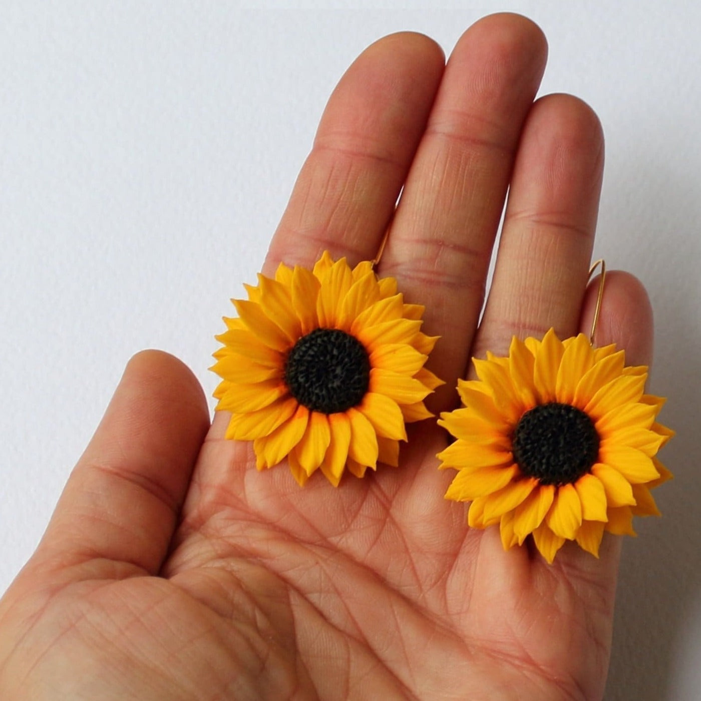 Petals of Love Sunflower Earrings Polymer Clay